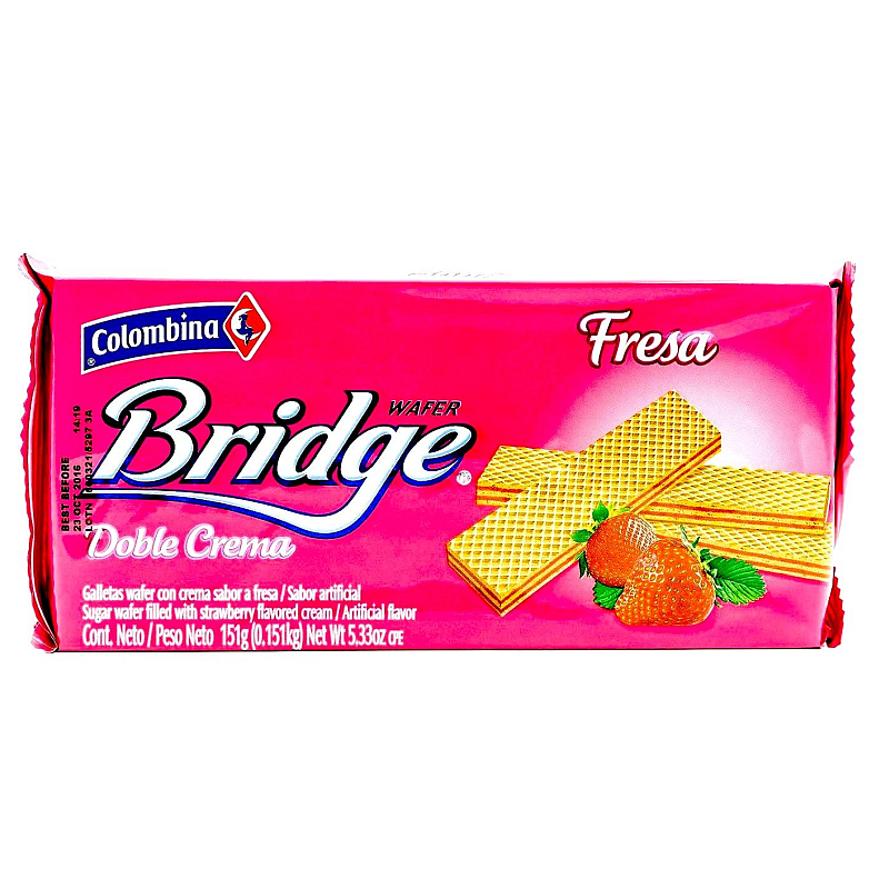 Galleta wafer Bridge fresa de COLOMBINA (5.53 Oz. / 151 grs.) – Mi ...