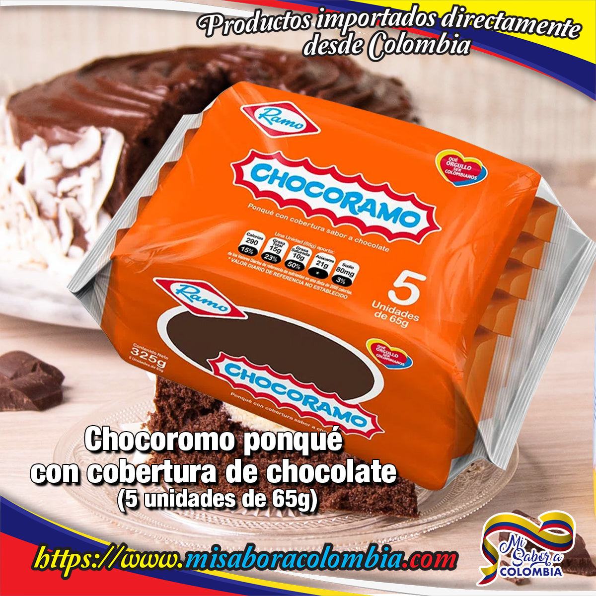 Ponqué cubierta con chocolate Chocoramo (5 unidades x 65 grs) – Mi ...