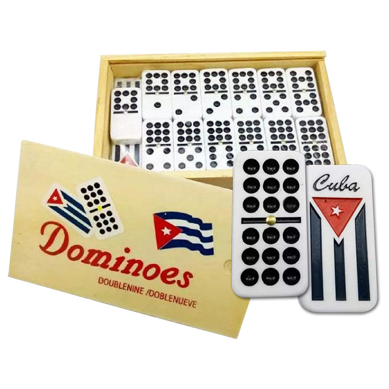 Mi Sabor a Colombia - Cuban Flag Double Nines Dominoes Set Wooden Box